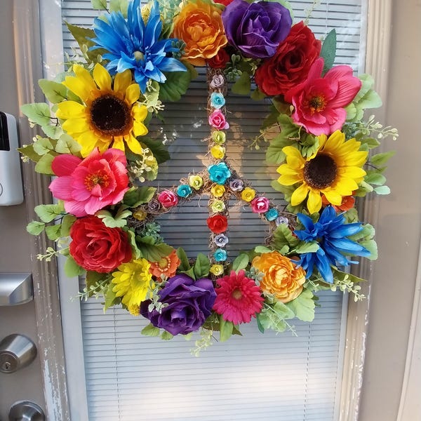 14" Bright Peace Sign - Etsy