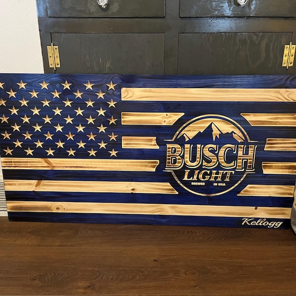 Rustic Busch Light Wooden Flag - Etsy