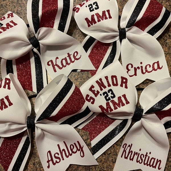 Captain Cheer Bow /custom Cheer Bow/ Senior Cheer Bow/ Any Text on Bow ...