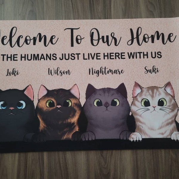 Personalized Cat Doormat, Custom Cat Welcome Mat, Welcome Home Mat, Cat ...