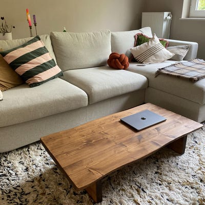 Waney / Live Edge Coffee Table Rustic Tudor Oak Solid Wood Chunky Low ...