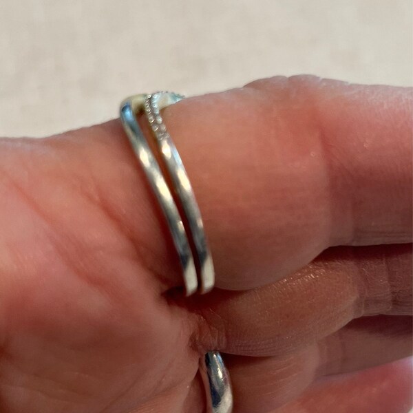 V Ring Set, Stacking Ring, Chevron Ring, Minimalist Ring, Wedding Band ...