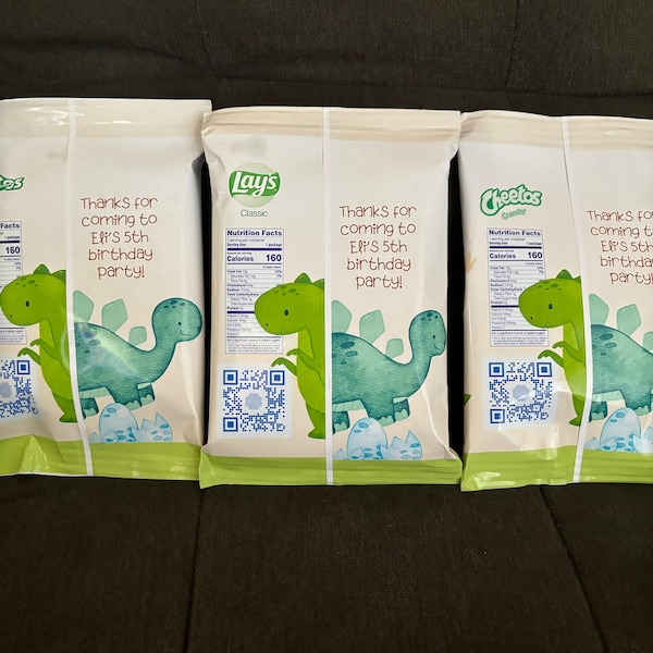 Dino Chip Bags Dinosaur Party Snacks Dinosaur Party Favor Bags Custom ...