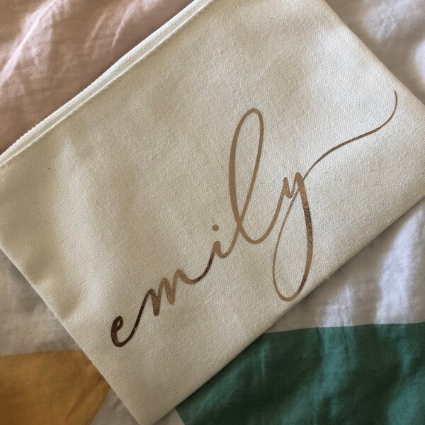 Personalized Monogram Makeup Bag -cursive Script CUSTOM NAME PINK Teal ...