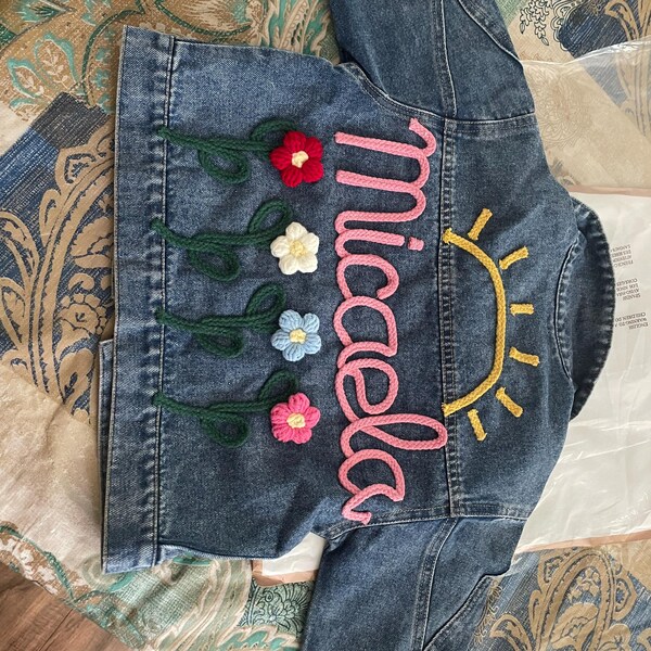 Personalized Kids Name Jean Jacket, Custom Girls Toddler Name Letter ...