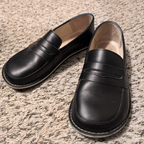 Black Leather Barefoot Loafers: Wide Toe Box Zero Drop Shoes - Etsy