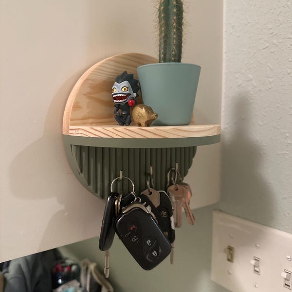 Walnut & Black Key Holder for Wall, Entryway Decorative Wooden ...