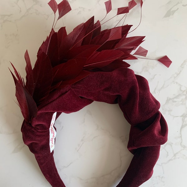 Black and White Feather Fascinator Headband, Sinamay Flower Millinery ...