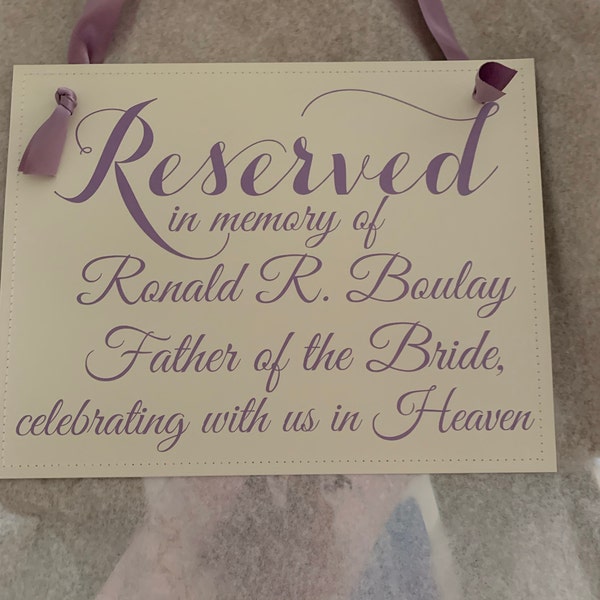 Father of the Bride Memorial Sign Reserved in Memory of Celebrating ...
