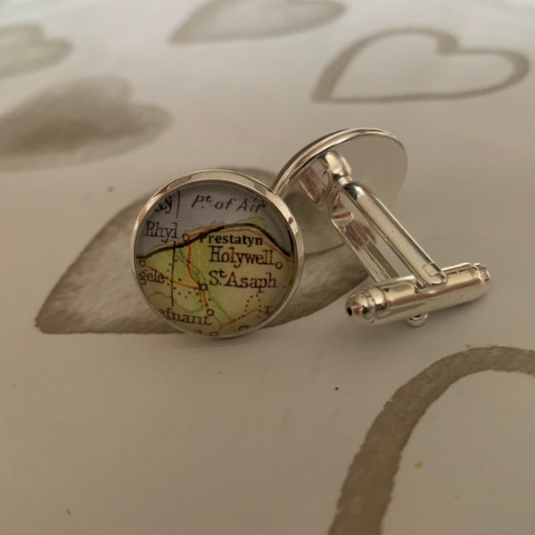 Custom Map Cufflinks, Vintage Atlas Cufflinks, Personalized Cuff Links ...