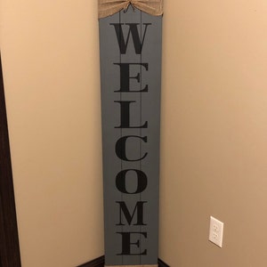 Farmhouse Rustic Wood Welcome Sign, Vertical Wooden Welcome Sign ...