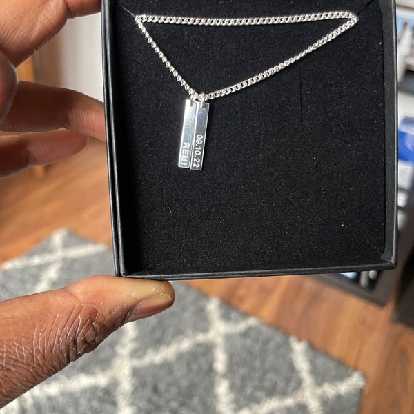 Men's Personalised Silver Tag Necklace - Etsy