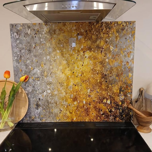 Tempered Glass Backsplash-gold Backsplash Tiles-gold Metal Backsplash ...
