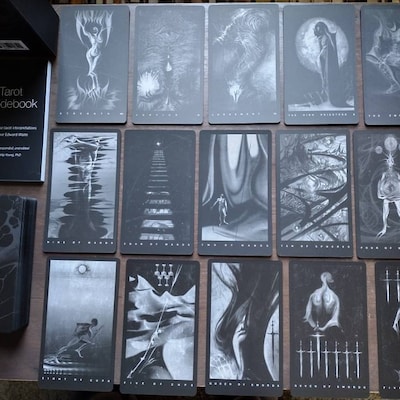 The Black Tarot Black and White Tarot Deck & Guide by Da Brigh - Etsy
