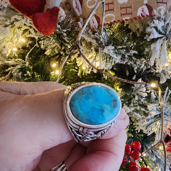 Handmade Turquoise Stone Men Ring - 925k Sterling Silver Ring - Oval ...