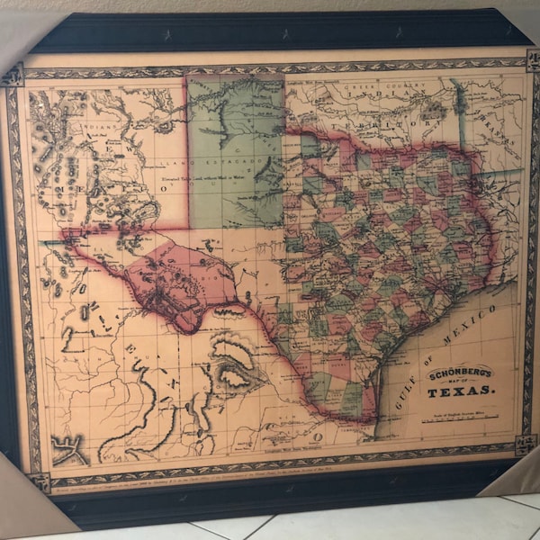 Texas Map Giant 1866 Old Texas Map OLD WEST Map Antique Restoration ...