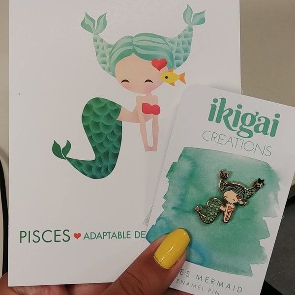 Pisces Zodiac Mermaid Enamel Pin | Kawaii Astrology Pin | Cute 1" Star ...