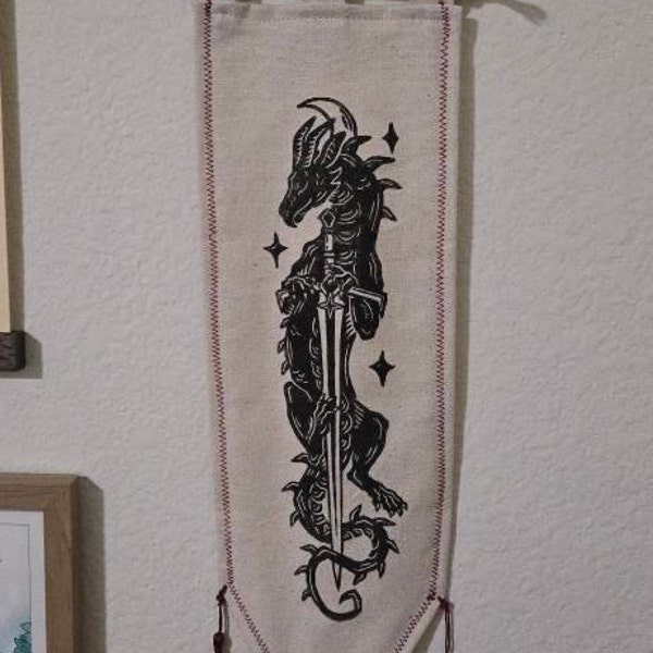 Original Medieval Unicorn and Lion - Linocut Banner - Limited Edition ...