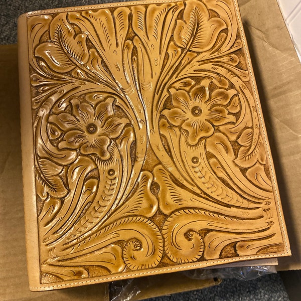 Hand Tooled Italian Tan Leather Bag, Convertible Clutch/wristlet ...