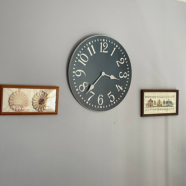 Black & Wood Personalized Wall Clock, Choose From 8 Sizes. Extra QUIET ...