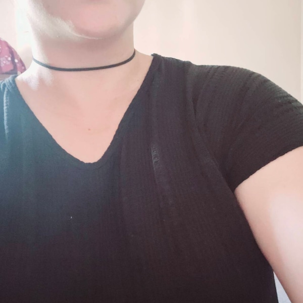 Thin Black Choker Simple Black Chokers Black Leather Choker Dainty ...