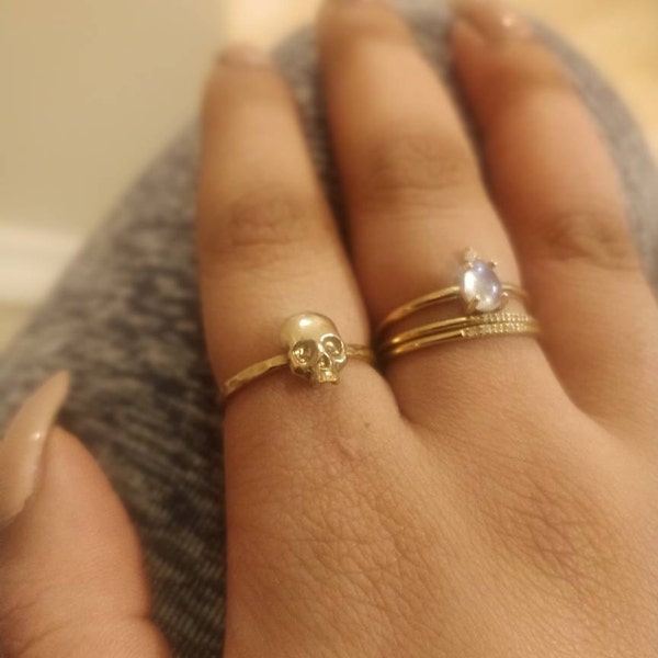 Skull Ring, 14K Solid Gold Skull Ring, Skull Engagement Ring, Gothic ...