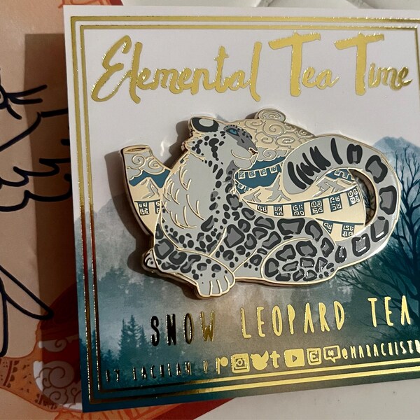 Snow Leopard Teapot and Teacup Enamel Pins - Etsy