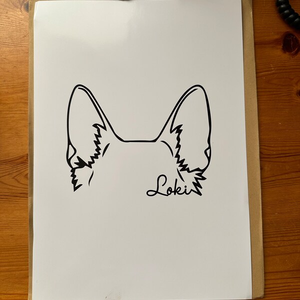 Dog Ears Print | Poster | Home Décor | Gift | Minimalist | Personalised ...