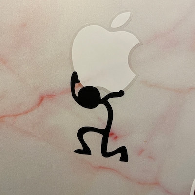 MacBook Stick Man Carrying Apple Logo Funny Car Truck Sticker Cute ...