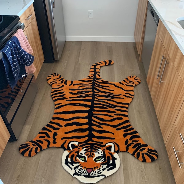 5x8, 5x7, 9x12fthandmade 4x6ft Tiger Print Rug Soft Animal Shape Rug ...