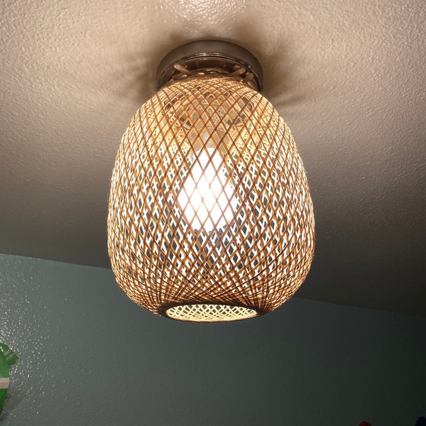 Minimalist Bamboo Lampshade, Extra Small Bamboo Lampshade Pendant Light ...