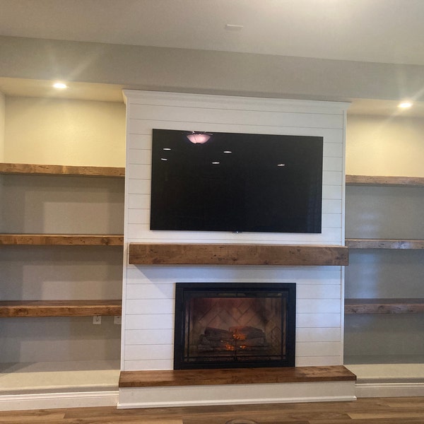 Fireplace Mantel, Alder Wood Mantel, Floating Mantel, Modern Mantel ...