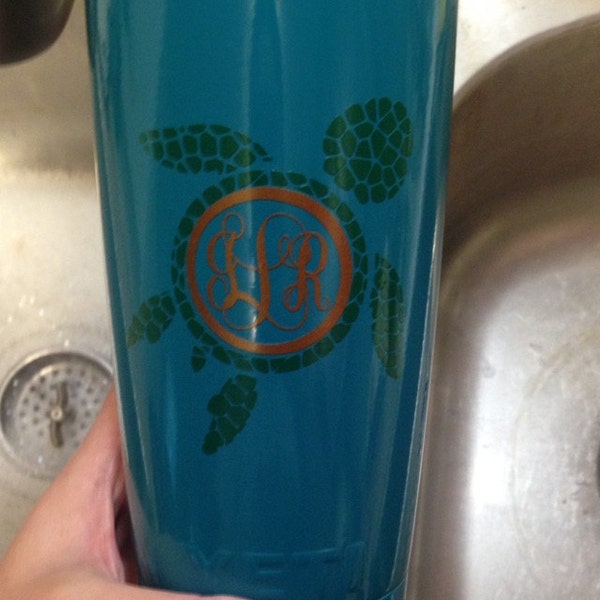 Yeti Custom Decal, Sea Turtle Monogram, Turtle, Yeti Rambler, Custom ...