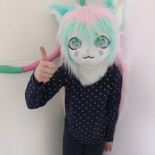 Cute Fursuit Head Base Smiling Face kigurumi Mask Basecheap Furry ...