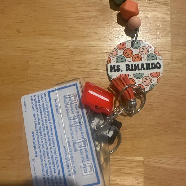 Boho Smiley Face Lanyard / Retro Happy Face / Groovy Smile Lanyard ...