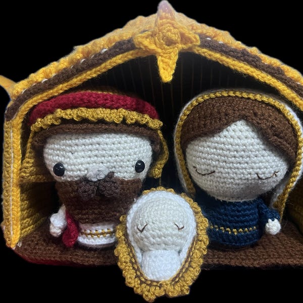 4-in-1 Nativity Crochet Pattern Set Mary Baby Jesus Joseph Stable DIY ...