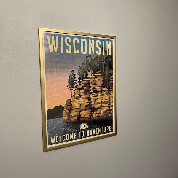 Retro Style Travel Poster, Wisconsin Vintage Rustic Poster Print, Home ...
