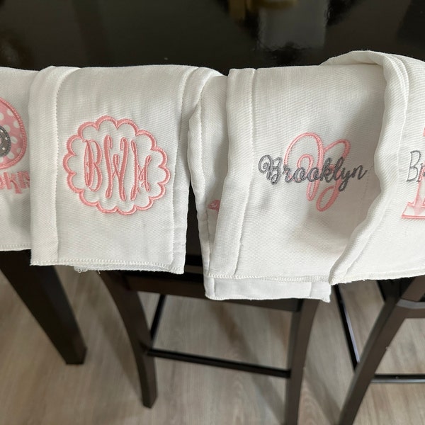 Set of 2 Personalized Baby Boy Bibs - Monogram Bib Set - Embroidered ...