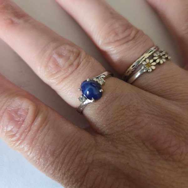 Star Sapphire Solitaire Ring, Blue Star Sapphire, Star Gemstone, Lindy ...