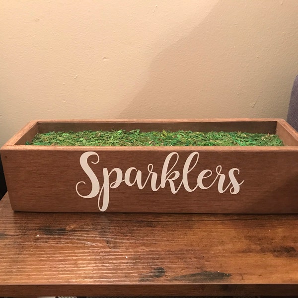 Wedding Sparklers Box, Barn Wood Sparklers Moss Box, Woodland Forest ...