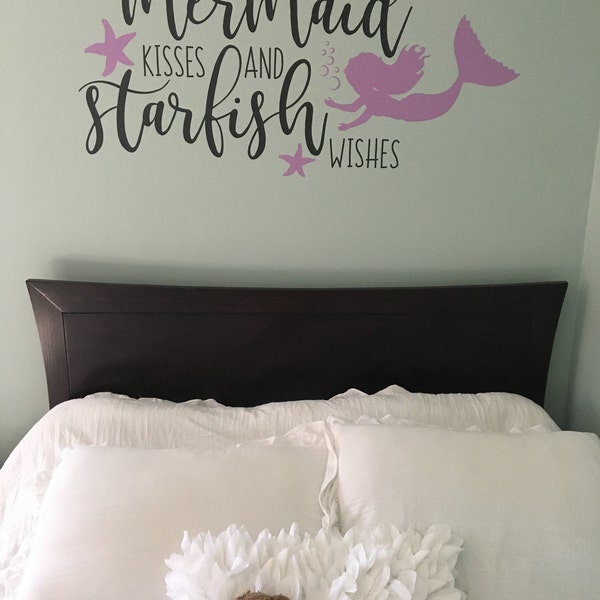 Mermaid Wall Decal for Girls Room, Mermaid Nursery Decor, Mermaid Wall ...