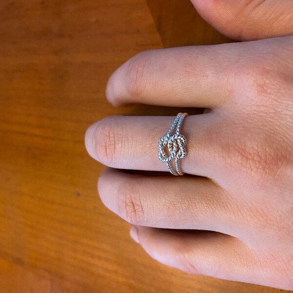 Double Rope Knot Ring, Knot Rings, Minimalist Love Rings, Tie the Knot ...