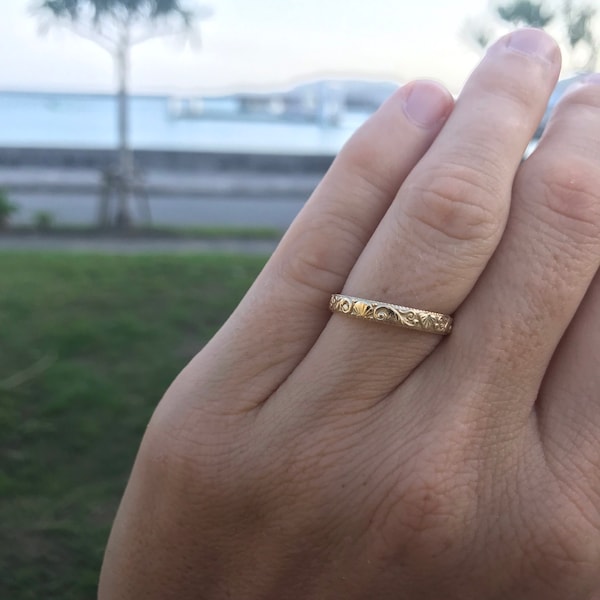 Ocean Wedding Band Seashell, Pearl & Seaweed | Antique Carved Ring ...