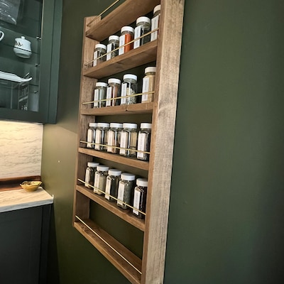 18 Wide Elegant 6-shelf Brass Rod Spice Rack Wall Mounted or Countertop ...