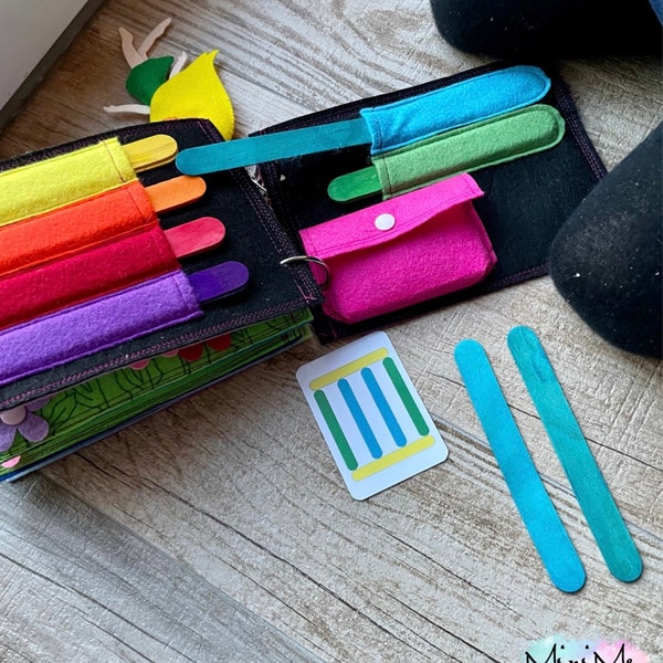 Montessori Play Set: Puzzle Game With Wooden Sticks & Motif Cards ...