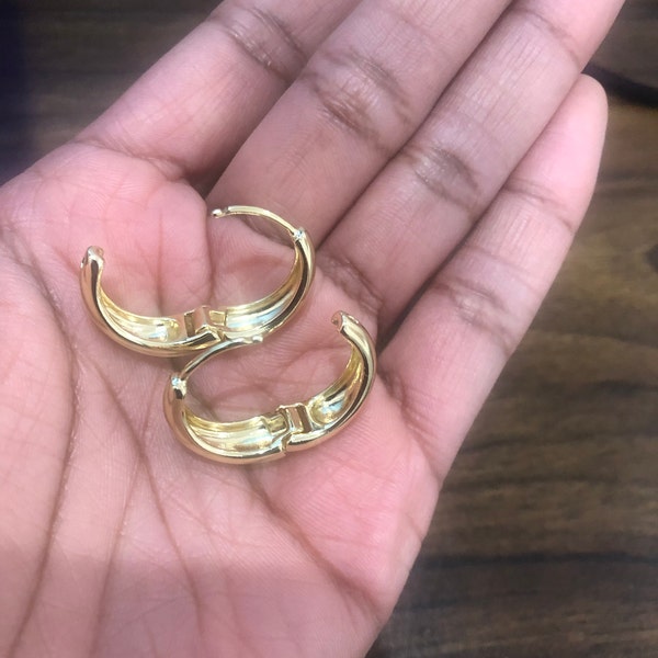 14k Gold Filled Hoop Earrings, Gold Chunky Earring Women, Gold Oval ...