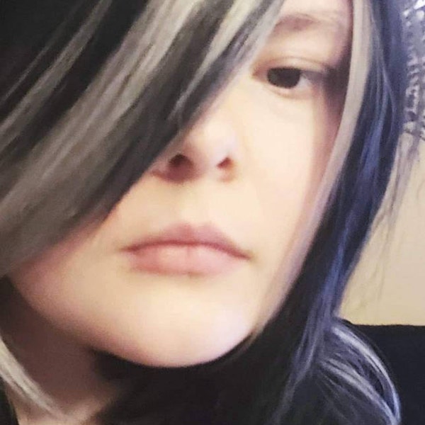 Black & Gray Emo Wig: 28" Layered Heat-friendly Synthetic Hair - Etsy