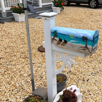 Hand Painted Mailboxes Tropical Beach Coastal, Coral, Waves ...