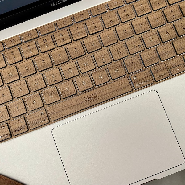 Walnut Wood MacBook Pro Keyboard Sticker, Mac Book Air Pro 13 15 Wooden ...