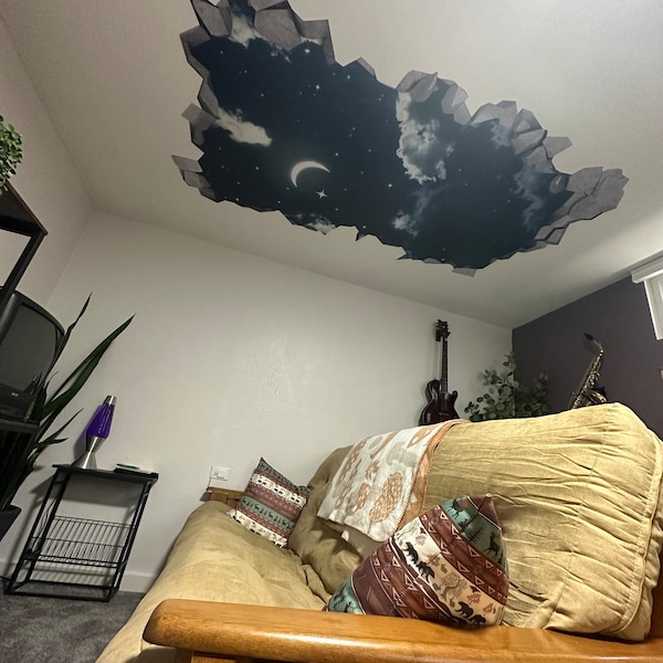 Night Sky 3D Effect Ceiling - 3d Wallpaper - 3d Wall Decals - 3d ...